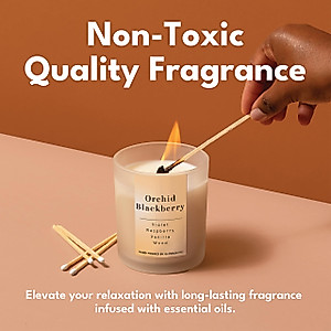 GLOW & BLISS Scented Candles - Jar Soy Candles for Home Scented, Wood Wicked Candles with 45-55 Hour Burn Time, Hand-Poured & All Natural Soy Coconut Wax - Orchid Black Berry (8 oz)