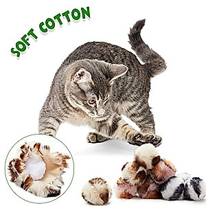 Weewooday 12 Pieces Cat Pom Pom Balls Toys Fuzzy Cat Ball Artificial Large Plush Pets Ball for Cats Interactive Playing Quiet Ball Indoor (Pink, Leopard)