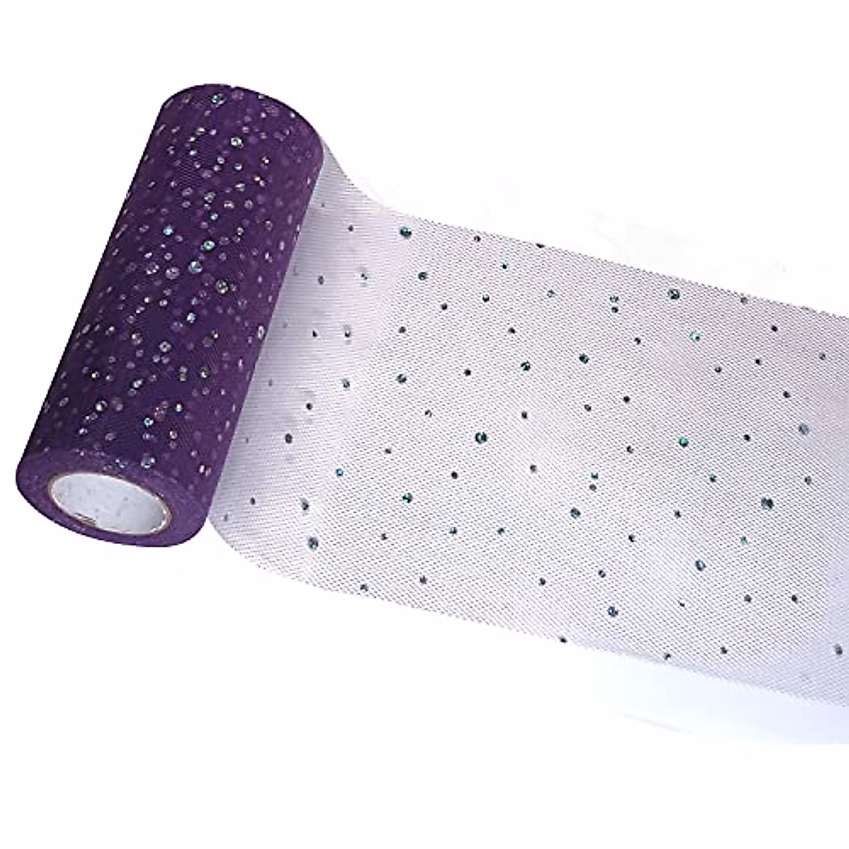 levylisa Glitter Purple Sequin Shimmer Tulle Roll 6"x 25 Yard- Purple Tulle Spool-Tulle Fabric-Tutu Tulle-Purple Wedding Tulle