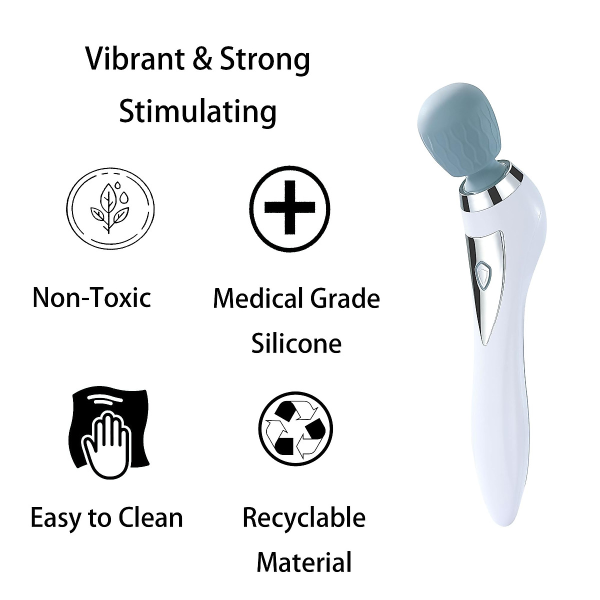 Asopal Handheld Cordless Personal Wand Massager, Muscle Massager for Neck Back Shoulder Waist Leg Feet, Portable Full Body Massager, Tension Relief Use, Rechargeable Body Massager