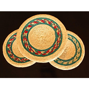 2 pack Mexican handmade palm baskets with lid and 1 woven napkin cloth (servilleta mexicana) 100% cotton Eco Friendly Mexican tortilla warmer (tortillero) for party fiesta decoration (Blue)