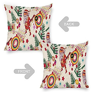 Christmas Santa-rocker Tree Throw Pillow Covers 18×18 Pillowcases Set of 2 Xmas Funny Linen Decorative Square Pillow Case Cushion Covers Standard Size for Sofa Couch Outdoor Bed Pillow Protectors