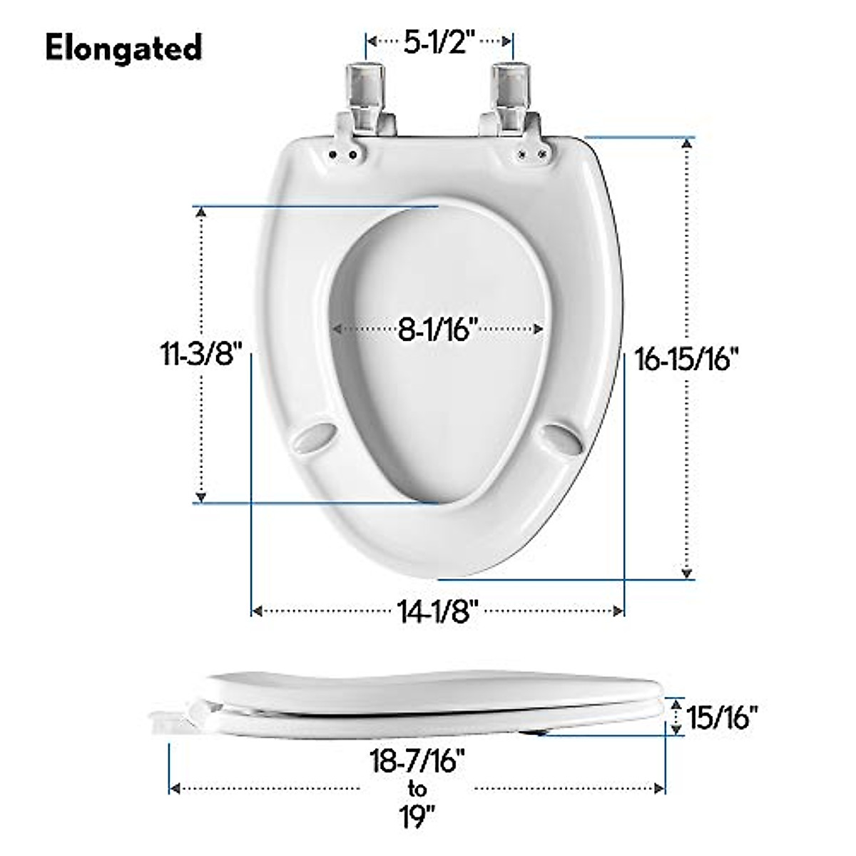 MAYFAIR 1864SLOWA 000 Alesio II Toilet Seat will Slow Close, Never Loosen and Provide the Perfect Fit, ELONGATED, Highly Stylized Durable Enameled Wood, White