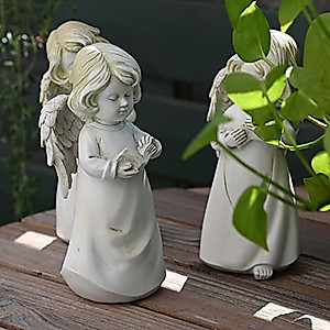 Gardenfans Angel Figurine Gifts Outdoor Decor Garden Reading The Bible and Collectible Figurines for Patio,Lawn,Yard Art Decoration, Housewarming Garden Gift (white2)