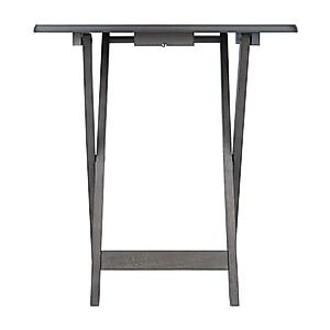 WINSOME Dorian Oversized Snack Table Set, Oyster Gray (Brown Base) (replace color may vary)., 23.62 x 15.75 x 25.51, 5pc