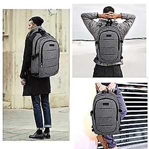 Laptop Backpack for Men & Women, Anti Theft Waterproof Backpack with USB Charging Port, Travel Business Backpack Fits Under 15.6-Inch Laptop Notebook, Grey