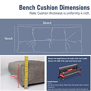 ROFIELTY Bench Cushion 36 inch, Non Slip Thickened Piano Bench Cushion, Durable Outdoor/Indoor Bench Seat Pads (36x14x4 inch, [ Outdoor ] Star Sea Gray)