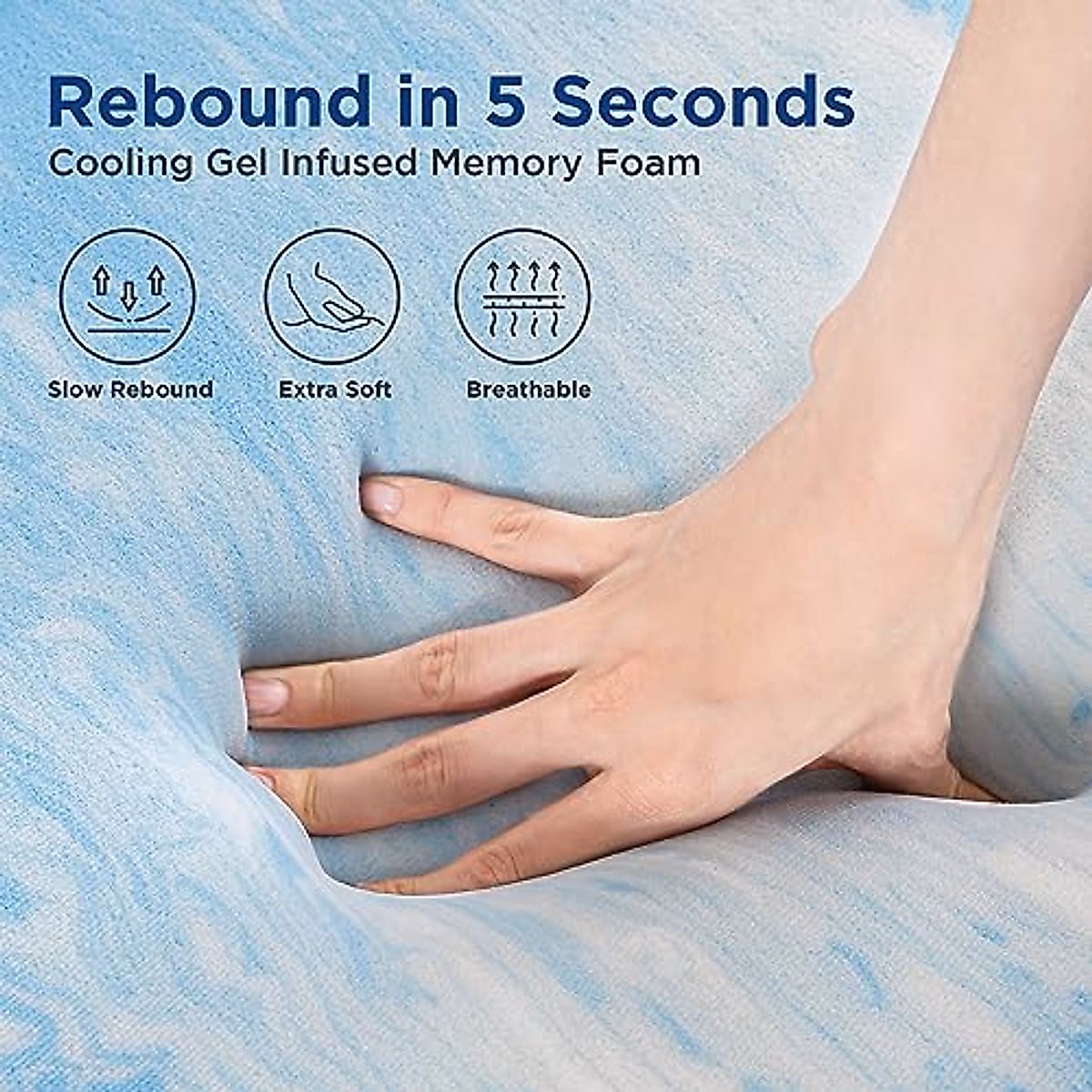 Mattress Topper Queen - 3 Inches Gel Infused Memory Foam Mattress Topper with Breathable Cover, Zero Pressure High Density Mattress Topper for Back Pain Relief, 60"x80"x3"