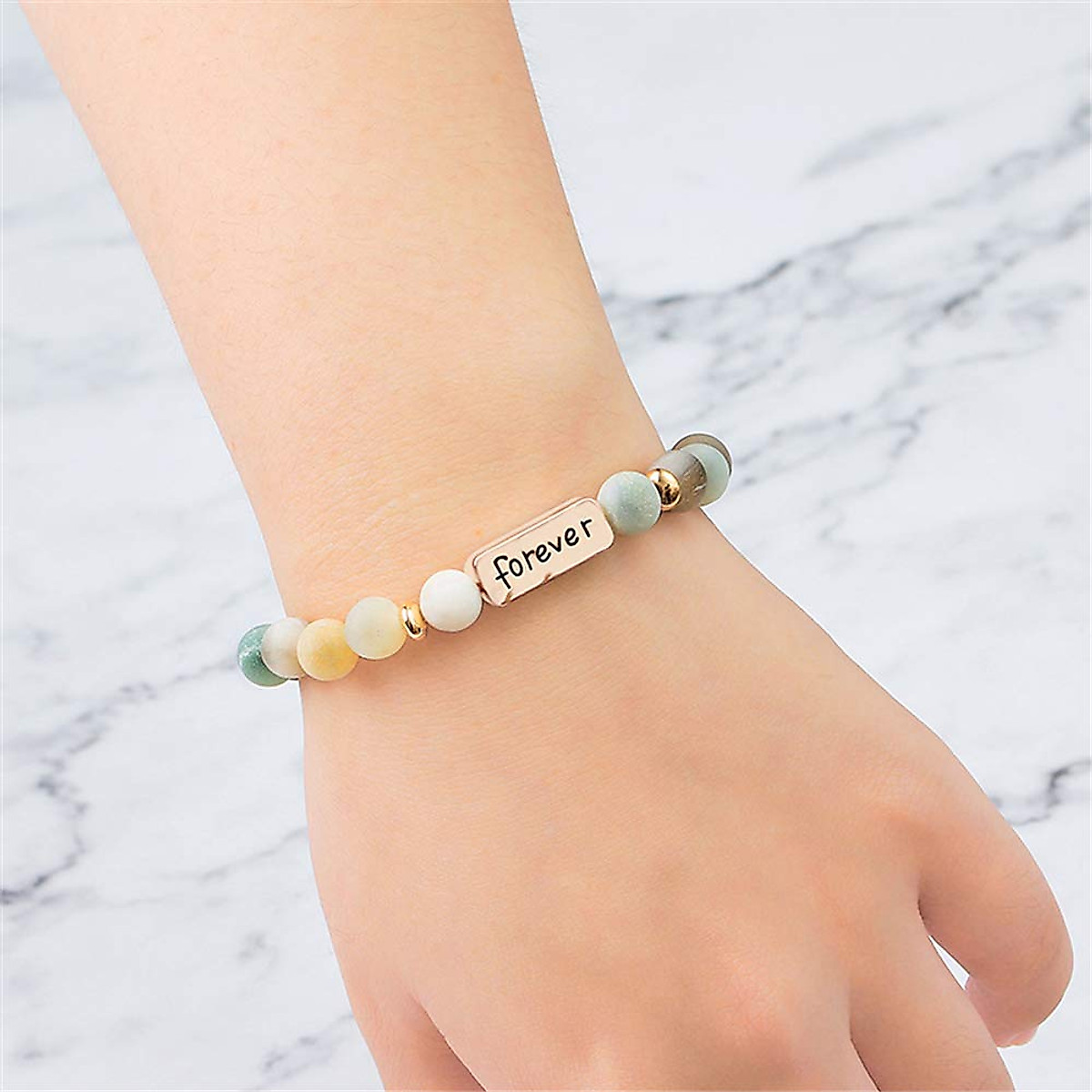 YINRIS 3 Pcs Natural Volcanic Stone Friendship Bracelets Handmade Beaded Stretch Bracelets (bra000001 (Best Friends Forever)