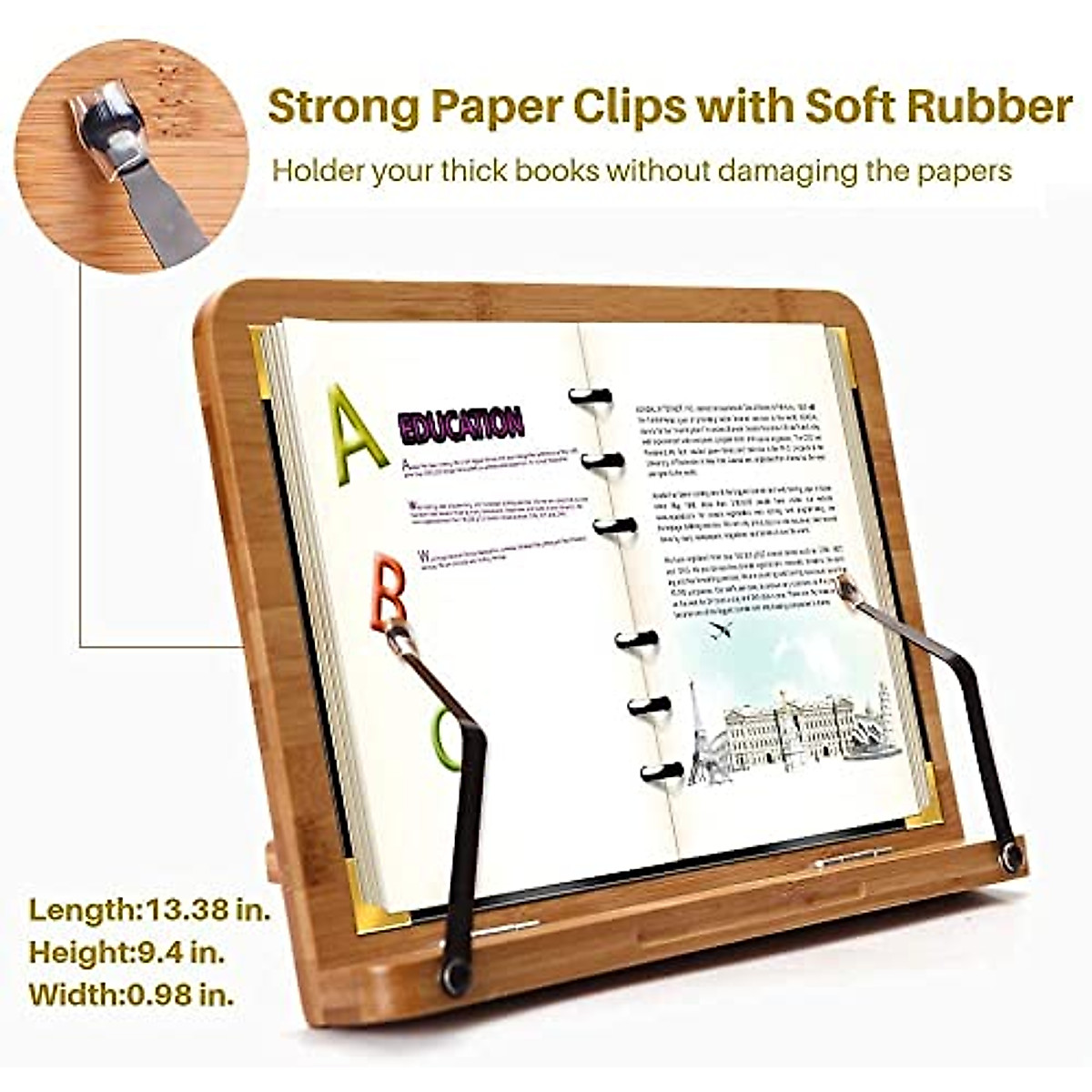 SUNFCON Cutting Board Rack Organizer Stand Holder Pots Pan Lids Rack Large Book Holder Bamboo Cookbook Stand Gift Idea Family Friends Students Home,Office,School