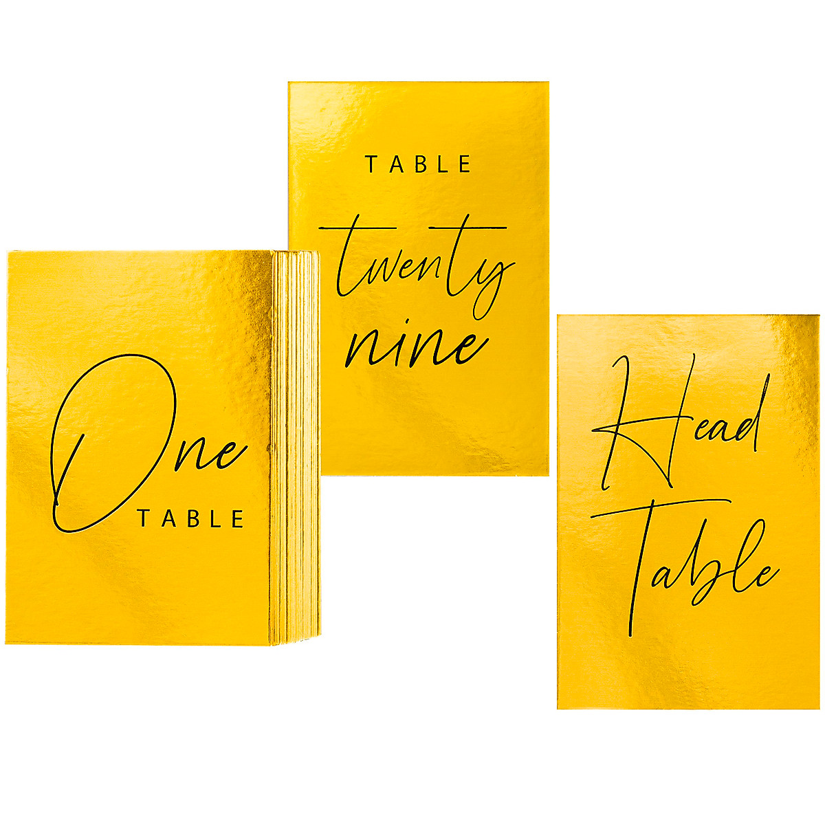Crisky Gold Table Number Cards for Vintage Wedding, Anniversary, Birthday, Bridal Shower Party. Great Gatsby Theme, Elegant Black Double-Sided Design 4 x 6 Inch Number One - Thirty & Head Table.