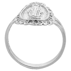 Sterling Silver Virgin Mary Miraculous Medal Ring 11/16 inch wide size 7
