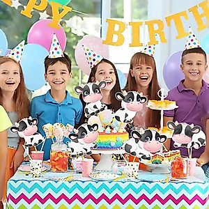 Cow Party Centerpieces Decoration 24pcs Cow Theme Party Table Toppers for Cow Baby Shower Centerpieces Decoration Farm Animal Birthday Party Supplies
