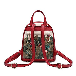 Frida Kahlo Cartoon Licensed Cute Backpack and Wallet Set (Red)