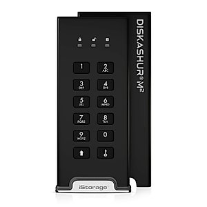 iStorage diskAshur M2 2TB | PIN authenticated, hardware encrypted USB 3.2 Portable SSD | Ultra-Fast | FIPS Compliant | Rugged & Portable.