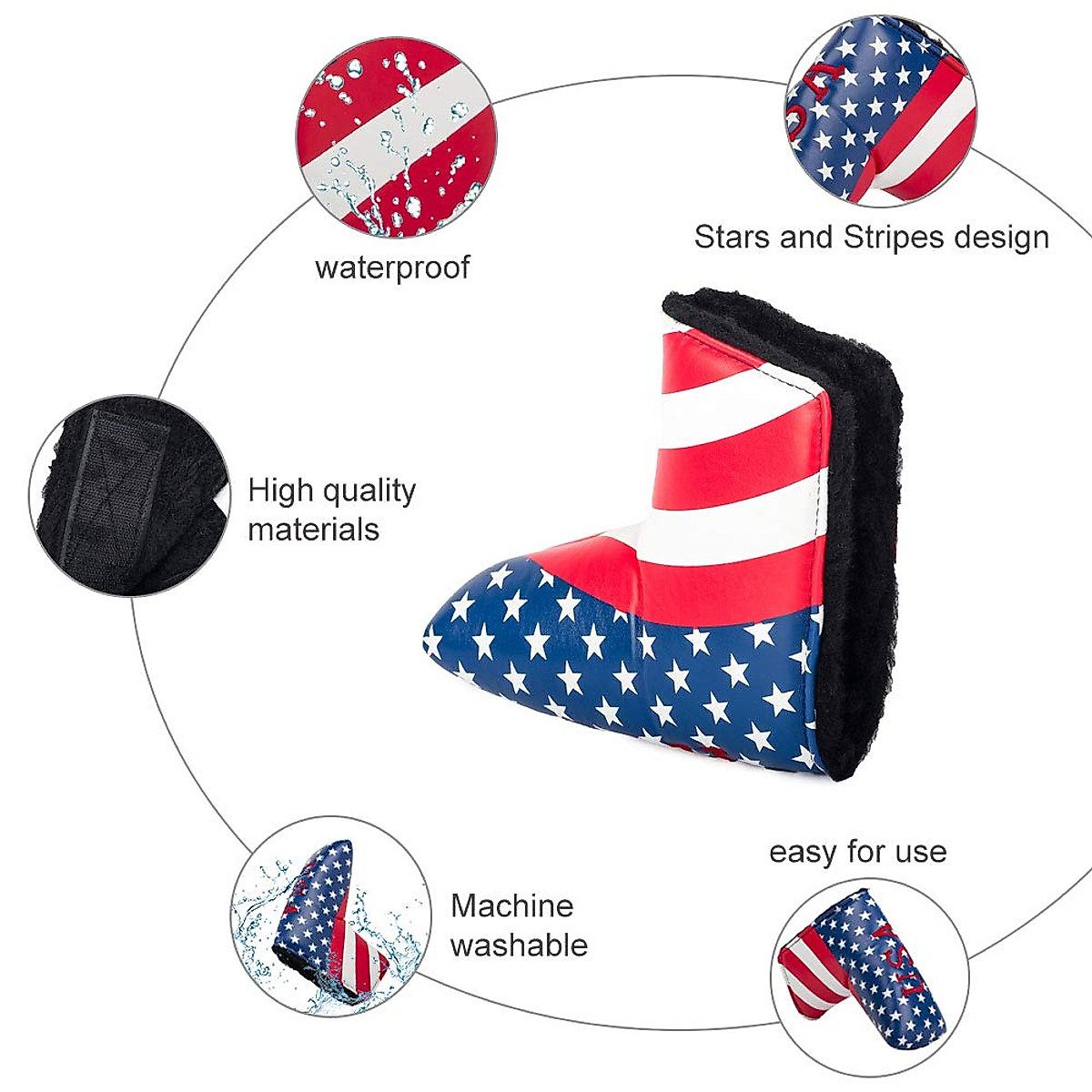 HIFROM Stars and Stripes Golf Putter Head Covers Putter Cover Blade Headcover for All Brands Blade