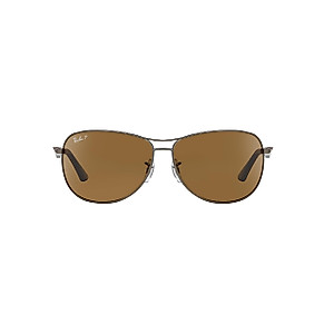 Ray-Ban Men's RB3519 Aviator Sunglasses, Matte Gunmetal/Brown Polarized, 59 mm