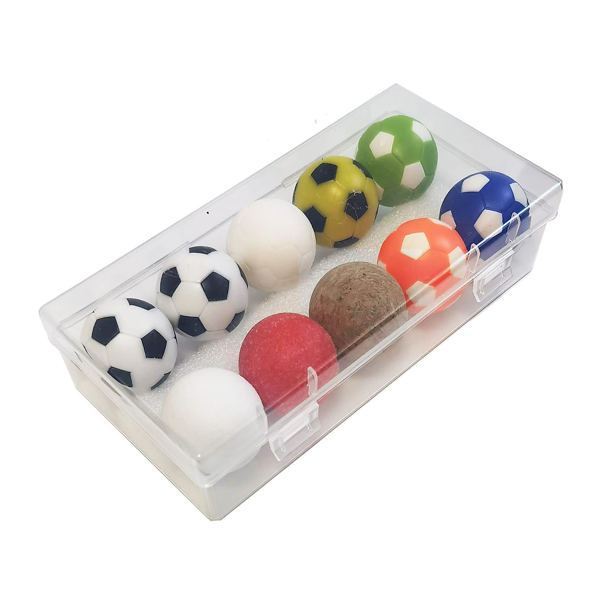 Joovon 1.42 Inch Foosball Balls 1.26 Inch Foosball Table Balls for Foosball Tabletop Game Foosball Ball Replacements Multicolor with The Plastic Box