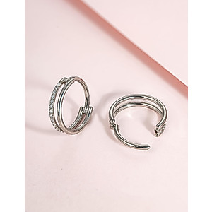 G23 Pure Titanium Huggie Hoop Earrings,12mm Hypoallergenic for Sensitive Ears Pave Cubic Zirconia (18G（1.0mm） Silver)