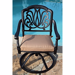 GrandPatioFurniture.com CBM Patio Elisabeth Collection Cast Aluminum 5 Piece Butterfly Dining Set with All Swivel Rockers SH214-4S CBM1290