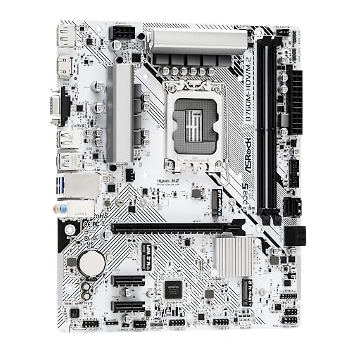 ASRock Motherboard B760M-HDV/M.2 Intel 12th and 13th Generation CPU (LGA1700) Compatible B760 Chipset DDR5 Micro ATX Motherboard
