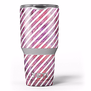 Design Skinz White Slanted Lines Over Pink and Purple Grunge Surface - Skin Decal Vinyl Wrap Kit Compatible with The Yeti Rambler Cooler Tumbler Cups