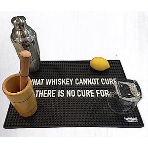 What Whiskey Cannot Cure There is No Cure for 17.7" x 11.8" Funny Bar Spill Mat Rail Countertop Accessory Home Pub Decor Slip Resistant Durable Covering for Craft Brewery Kitchen Cafe and Restaurant