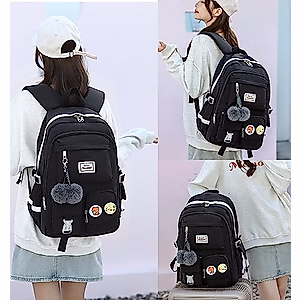 Lmeison Backpack for Girls Cute School Backpack for College Women Middle High School Laptop Backpacks 15.6 Inch School Bag Anti Theft Travel Daypack Large Bookbags for Teen Girls, White