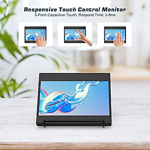 APROTII RasPi Touchscreen Monitor, 1024X600 7" IPS RasPi Screen with Case, Capacitive Touch Screen Display USB/HDMI for PC Phones RasPi 4B 3B+ 3B 3A+ 2B B+ (with Stand)