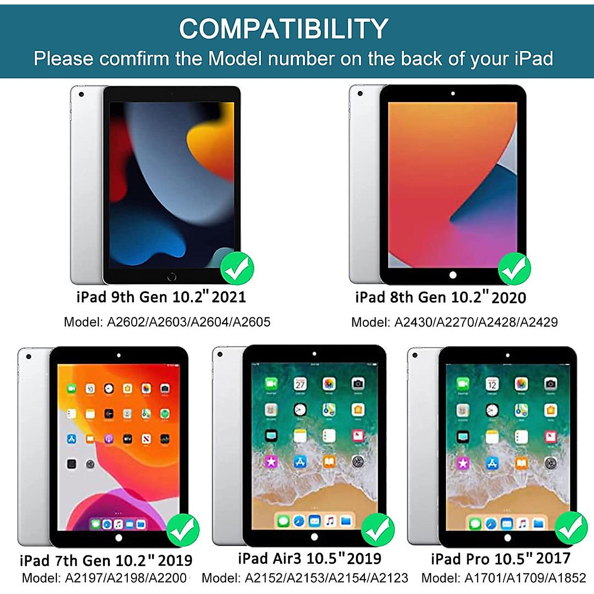 Eisuiyi iPad 10.2 Case with Keyboard for iPad 9th/8th/7th Gen, Compatible with iPad Air3/iPad Pro10.5, Detachable BT Keyboard with Magentic Protective Cover, Built-in Pencil Holder, Teal