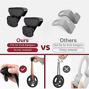 LIZMSIE 30PCS Space Saving Hangers, Upgrade 40Lb(Max) Heavy Duty Hanger Hooks, Space Savers Bear-Shaped with Triangles for Hangers, Plastic Clothes Hanger for Closet Organizer, Black