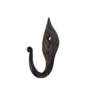 Generic Vintage Style Hand Forged Leaf Wall Mounted Hook For Home And Office Coat Hanging Black Antique Designer Wall Hook Decorative Gift Item By Living Ideas