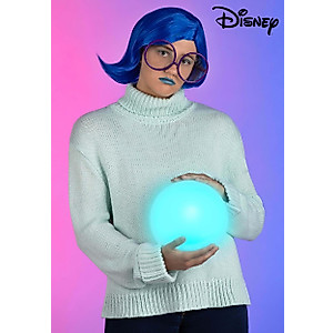 Fun Costumes Disney and Pixar Inside Out Sadness Costume for Adults, Deluxe Women's Sadness Outfit for Halloween and Cosplay Large Blue