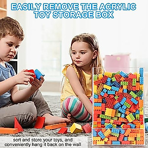 BSSOYAMM Acrylic Wall Toy Dispenser, Self Adhesive Wall Toy Organizer for Kids, Clear Storage Bin for Playroom, No Drilling Toy Storage Wall Mounted for Cars, Blocks,Trains, Darts, Snacks, Balls