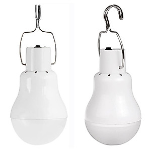 FLRONGSUN Solar Light Bulb Portable 350LM Solar Powered Camping Light Led Lantern Outdoor for Lamp Light Hiking Fishing Tent Indoor Shed Chicken Coop Hurricane Emergency With USB Chargeable(Pack of 2)