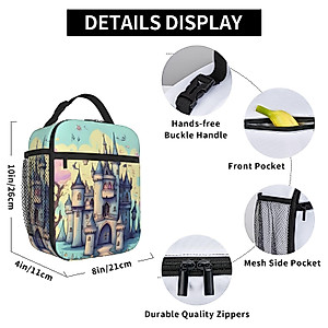 YAzgaN Fairytale Castle Insulated Lunch Bag For Men Women Adults,Small Lunchbox For Work,Picnic Portable Small Reusable Lunch Box Container For Office,Outdoors,On The Go.