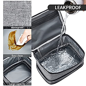 Lunch Bag For Men & Women,Expandable Bag For Lunch Box,Canvas Small Lunch Bag With Handheld Insulated Lunch Bag,11 * 7 Inch Suitable for age 6+ Cold/Warm For 6 Hours,Grey Adult Lunch Bags