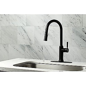 Kingston Brass LS2720DKL Kaiser Pull-Down Sprayer Kitchen Faucet, 8 Inch in Spout Reach, Matte Black