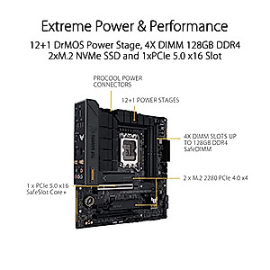 ASUS TUF GAMING B760M-PLUS WIFI D4 Intel(13th and 12th Gen)LGA 1700 mATX motherboard,PCIe 5.0,2xPCIe 4.0 M.2 slots,DDR4,WiFi 6,2.5Gb LAN,USB 3.2 Gen 2x2 Type-C,front USB 3.2 Type-C,Thunderbolt (USB4®)