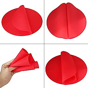 Silicone Microwave Mat 12 Inch, Non Stick Turntable Safe Baking Mat for Kitchen, BPA Free Multi-Purpose Heat Resistant Oven Mat 2 Pack (Red)