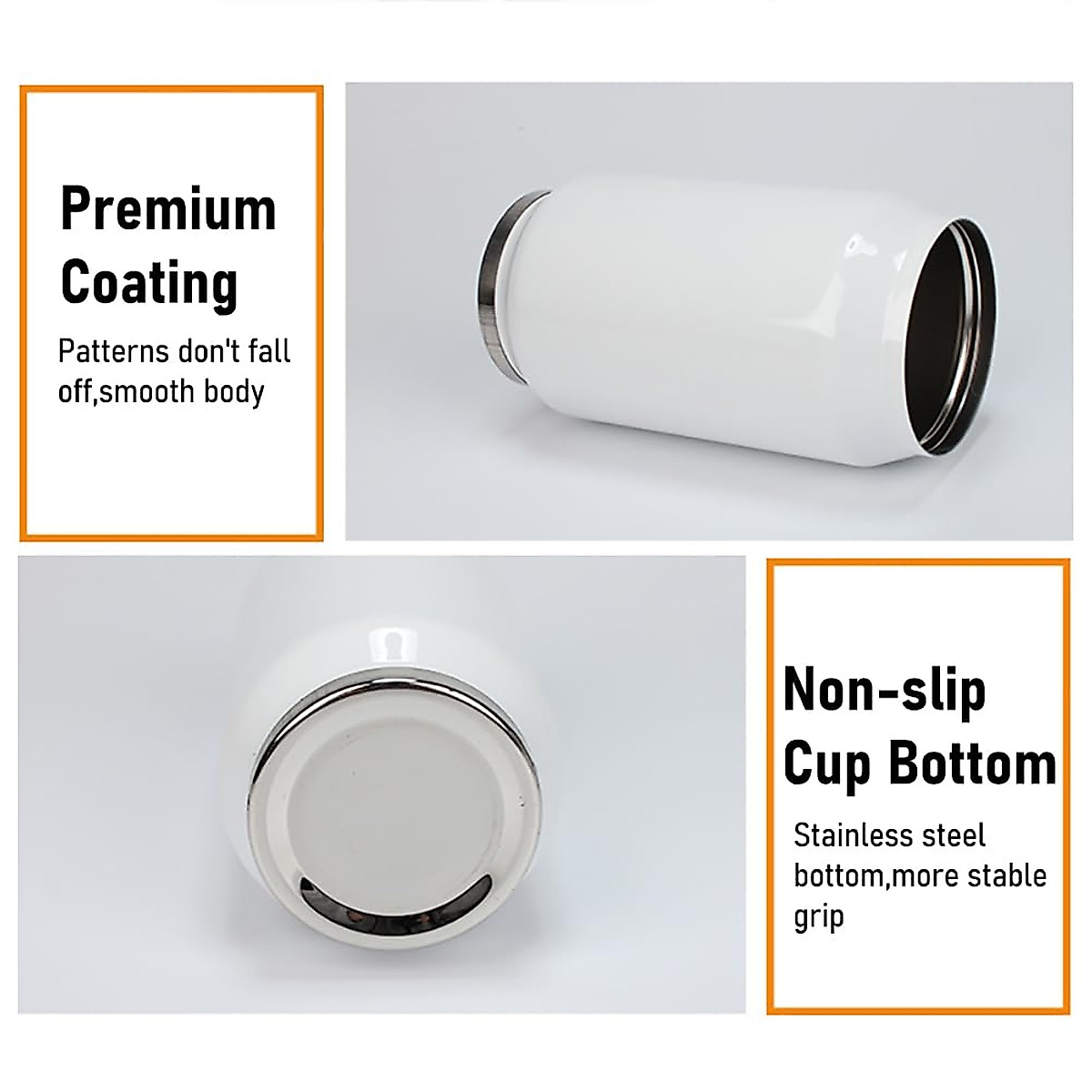 Custom 17oz Insulated Can Personalized Photo Picture Text or Logo Stainless Steel Double-walled Tumblers Great Gifts on Birthdays Father's Day Halloween Thanksgiving Christmas (White, Custom 17)