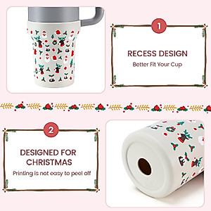 GardTok Silicone Boot for Stanley, Silicone Cup Bottom Protector Sleeve Accessories for Stanley Quencher H2.0 FlowState Tumbler/Adventure Quencher Tumbler 40 oz Cup (Christmas-Cream, 40oz)