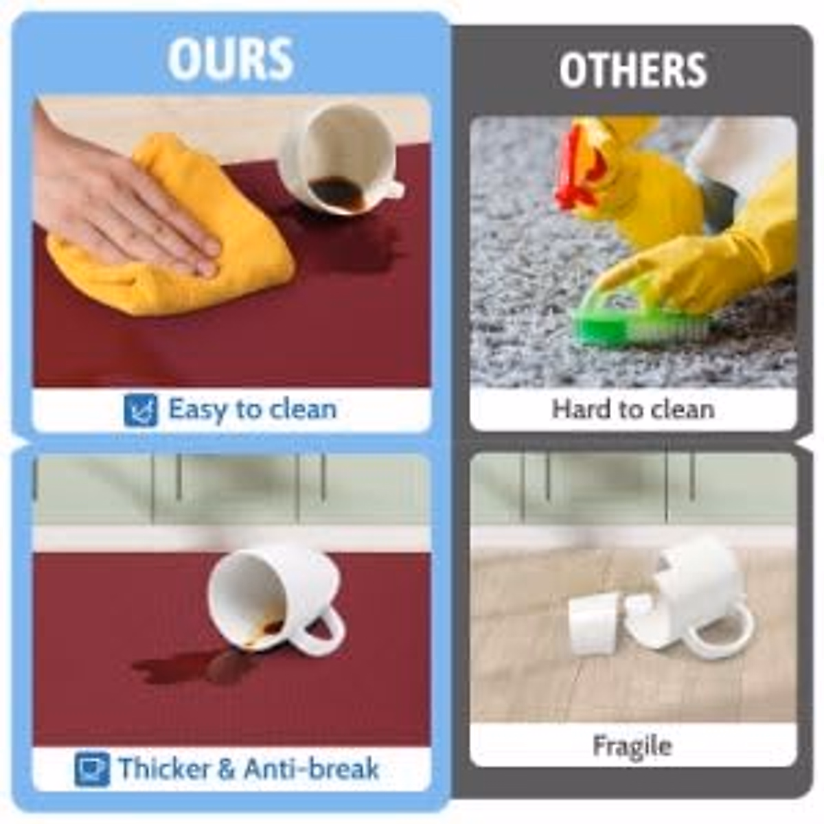 StepLively Kitchen Mat, 2 PCS Kitchen Rugs, Cushioned Kitchen Mats for Floor, Anti-Fatigue Mat, Kitchen Rug Set, Non-Skid Standing Mat for Kitchen, Office, Sink, 17.3"×30"+17.3"×47", Red