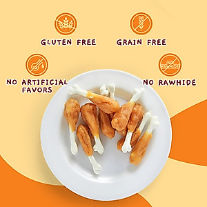 Jungle Calling Dog Treats, Chicken Wrapped Calcium Dog Bones, Rawhide Free Dog Chews, Chewy Dog Training Treats, 6 oz