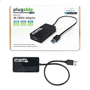 Plugable USB 3.0 to HDMI 4K DisplayLink Video Graphics Adapter for Multiple Monitors up to 3840x2160 Supports Windows, Mac, and ChromeOS
