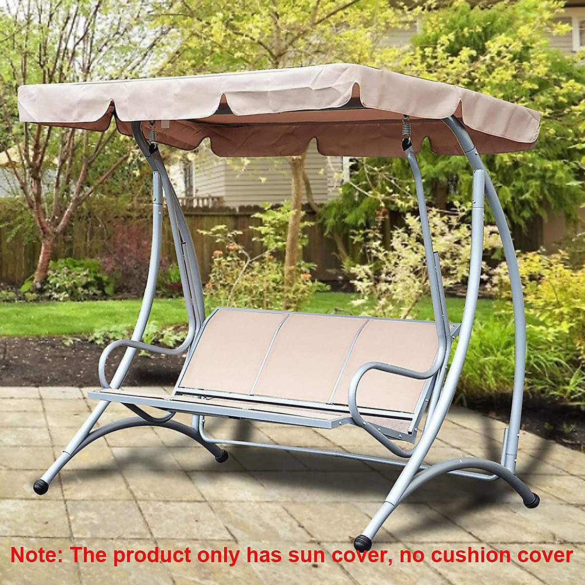 ANGGREK 3 seat Swing Canopy Replacement top Porch Swings Outdoor Three for Seater Cover 2 ox Cloth Person Patio Chair 4x6 74 12 Width 76inx45in aosom Canopies Two to Frame Parts (Beige)