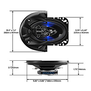 BOSS Audio Systems BE464 Rage Series 4 x 6 Inch Car Stereo Door Speakers - 250 Watts Max, 4 Way, Full Range, Coaxial, Tweeters, Sold in Pairs
