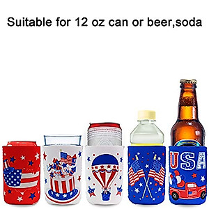 Tifeson 4th of July Decorations Outdoor, Patriotic Party Favors Supplies July 4th Decorations for Outside - 12 PACK USA Patriotic Koozies Insulated Covers Beer Can Cooler Sleeves for Independence Day
