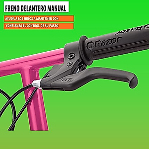 Razor E100 Electric Scooter for Kids Ages 8+ - 8" Pneumatic Front Tire, Hand-Operated Front Brake, Up to 10 mph and 40 min of Ride Time, For Riders up to 120 lbs