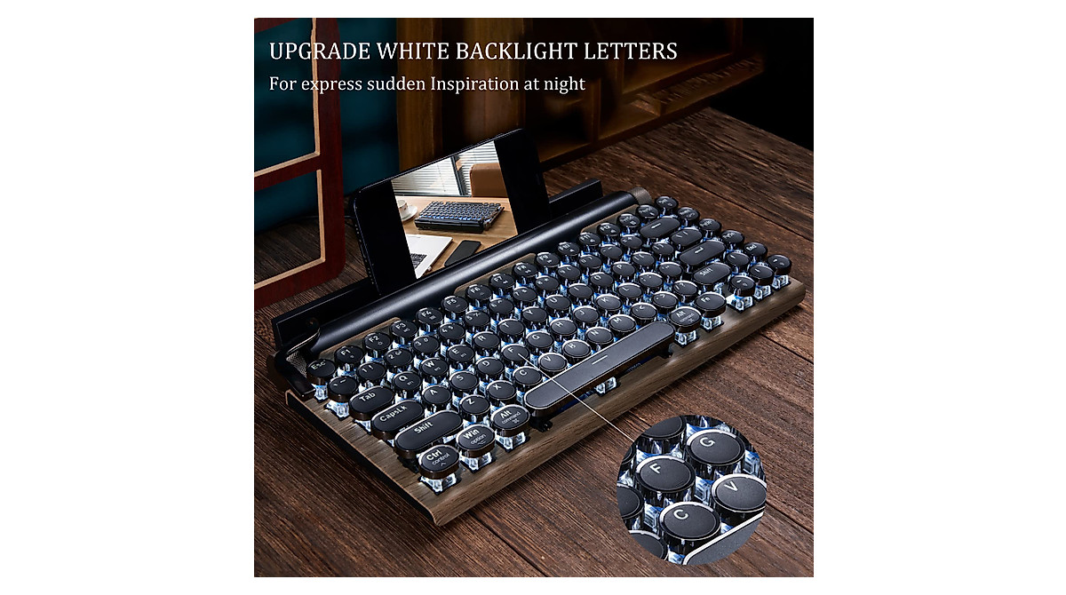 7KEYS Retro Typewriter Keyboard - Wireless & Stylish